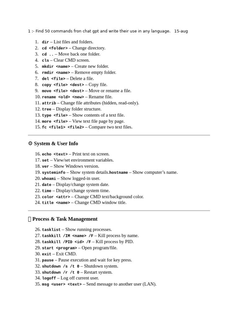 Essential CMD and Linux Commands Guide | PDF | Computer File ...