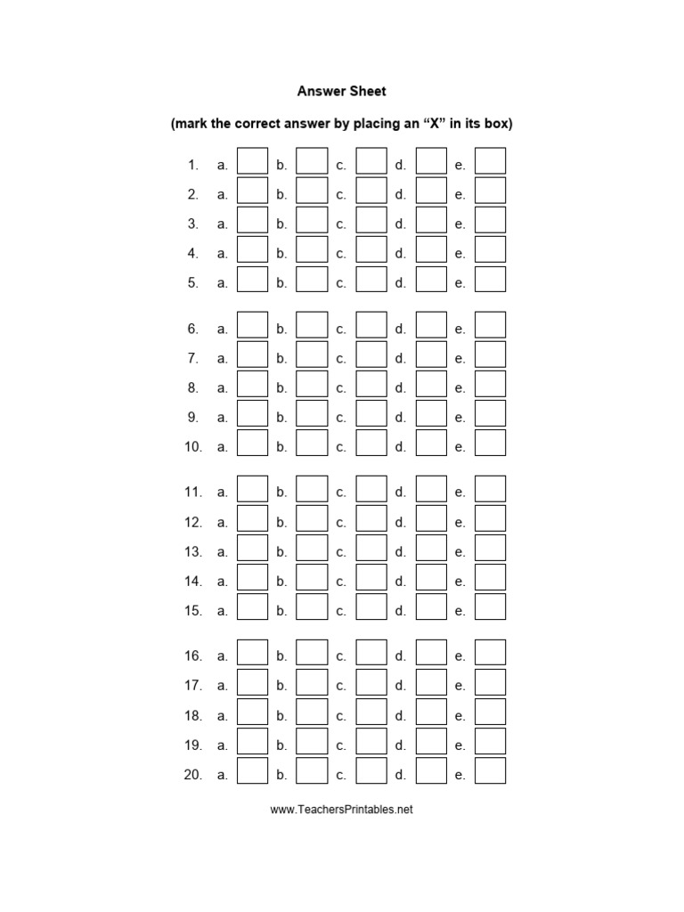 Teacher Answer Sheet Template | PDF