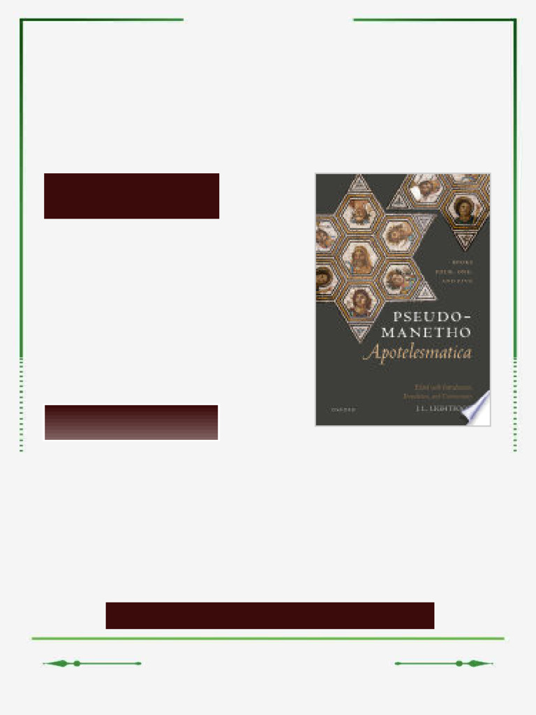 Pseudo-Manetho, Apotelesmatica: Books Four, One, and Five J. L ...