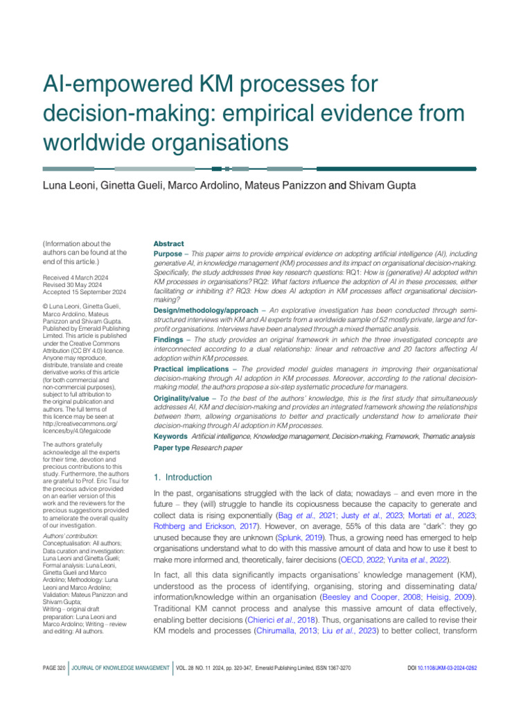 8. AI-empowered KM processes for decision-making | PDF | Artificial ...