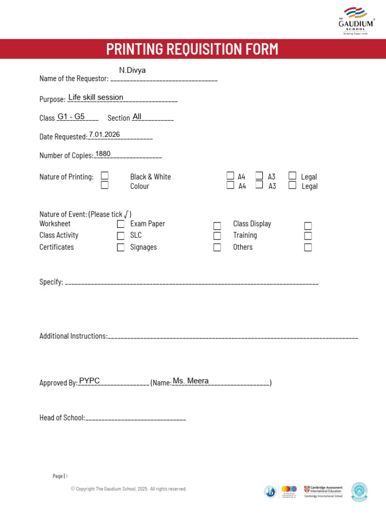 Printing Requisition Form Template | PDF