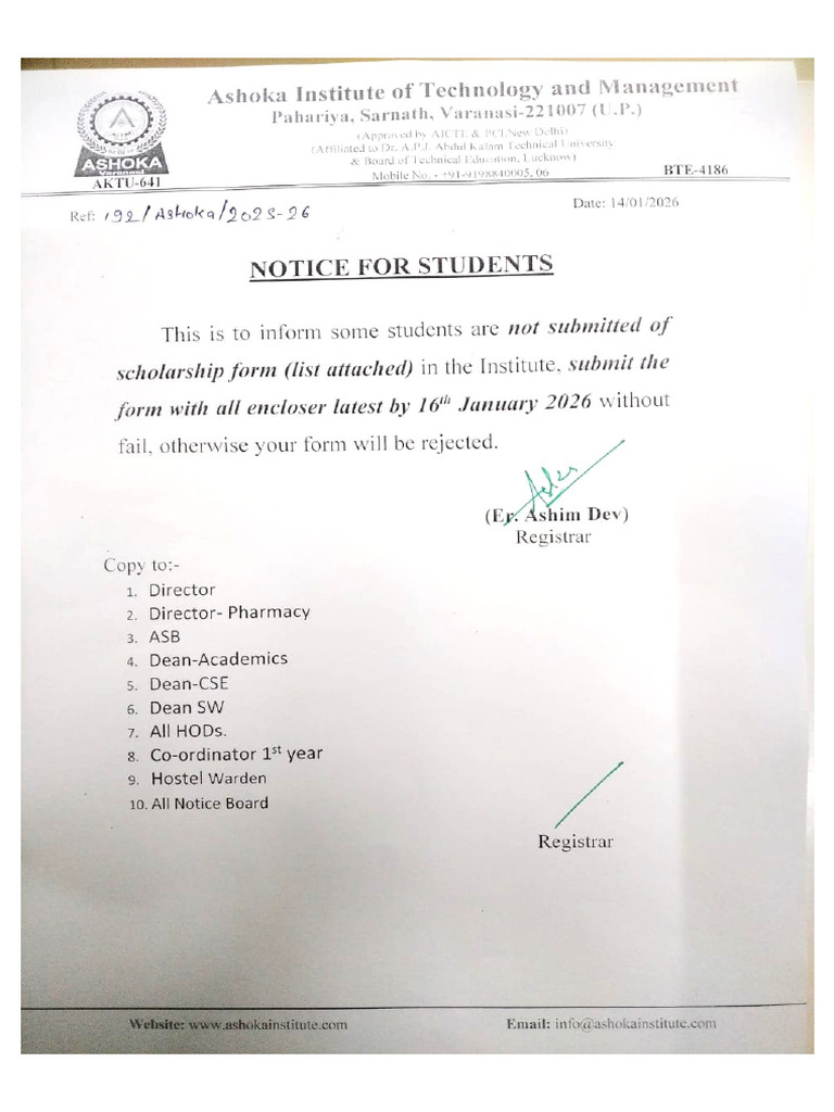Notice for Students-january | PDF