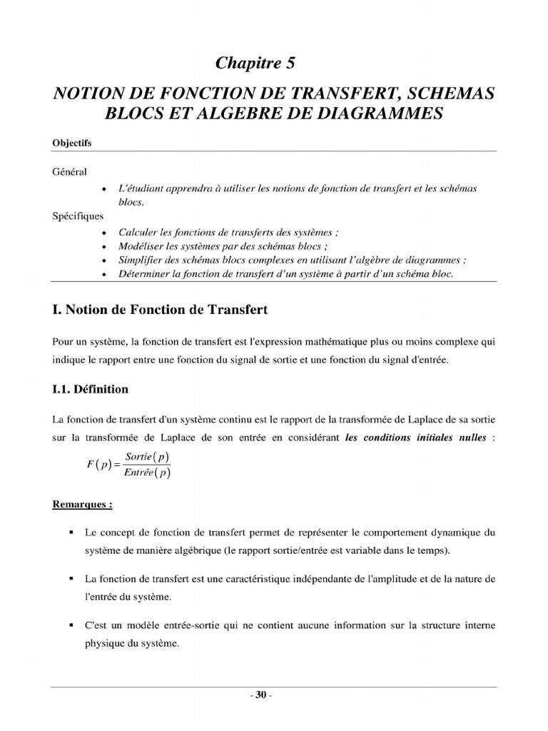 CHAP 5_Fonction Transfert Schemas-blocs-diagrammes | PDF