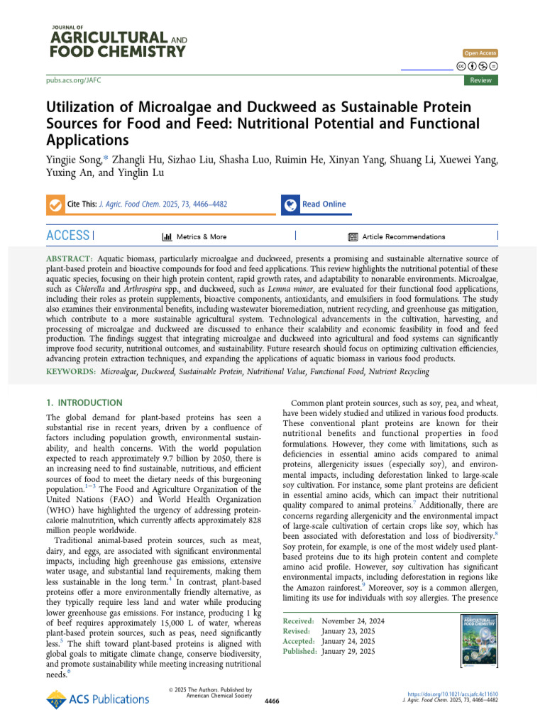 Utilization of Microalgae and Duckweed As Sustainable Protein Sources ...