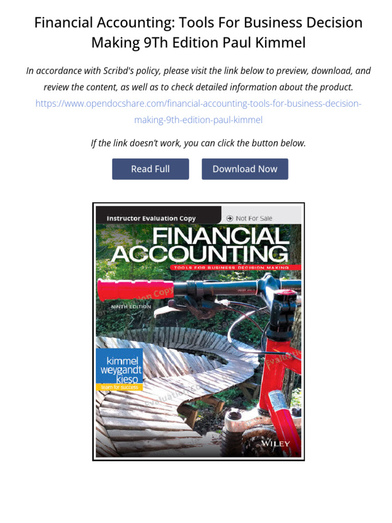 Financial Accounting: Tools for Business Decision Making 9th Edition Paul Kimmel | PDF ...