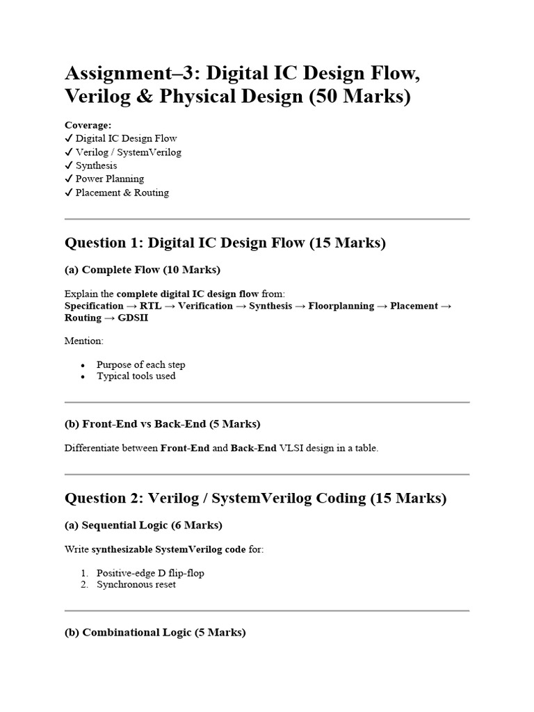 Digital IC Design Flow & Verilog Guide | PDF