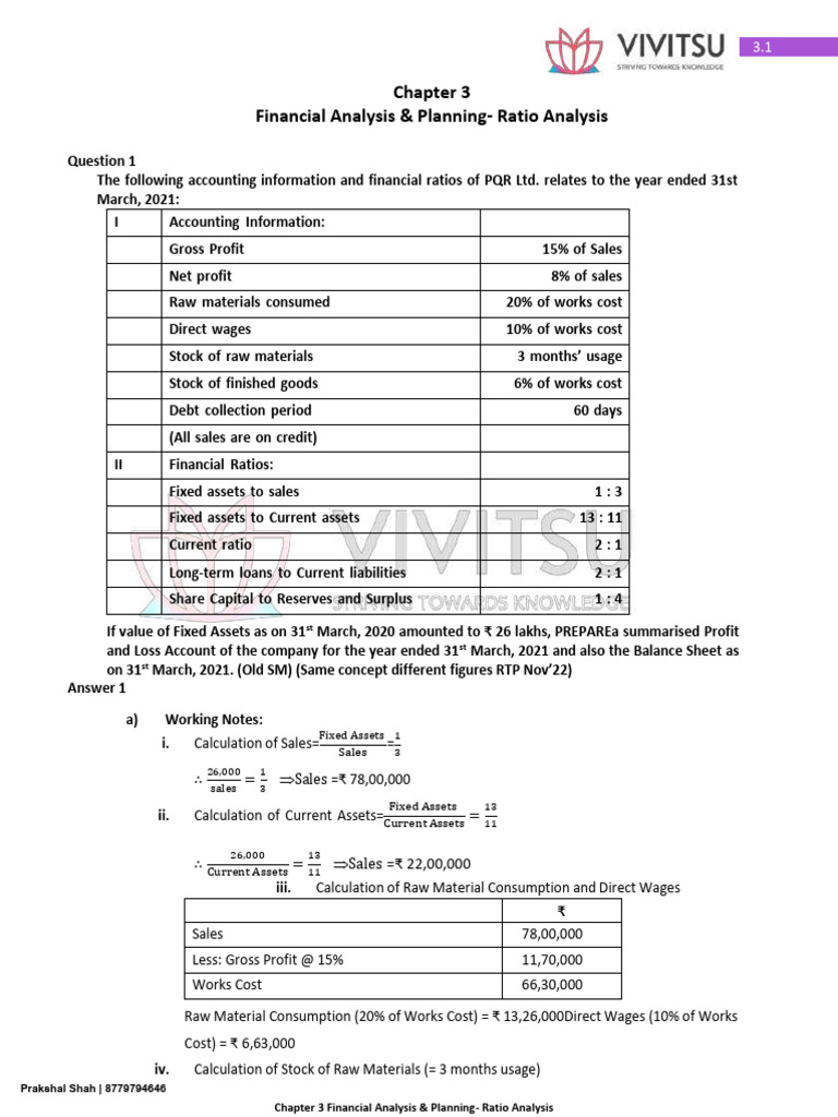 3) Ratio Analysis | PDF | Equity (Finance) | Balance Sheet