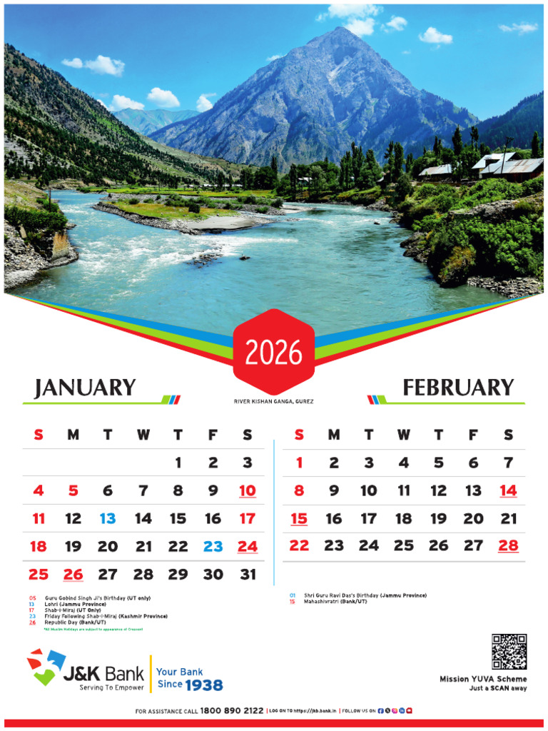 J&K Bank Wall Calendar For J&K | PDF