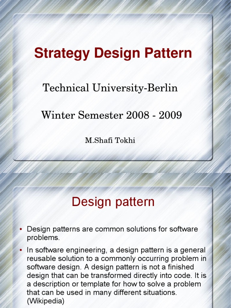 Strategy Design Pattern (Software Engineering) | PDF | Software Design ...
