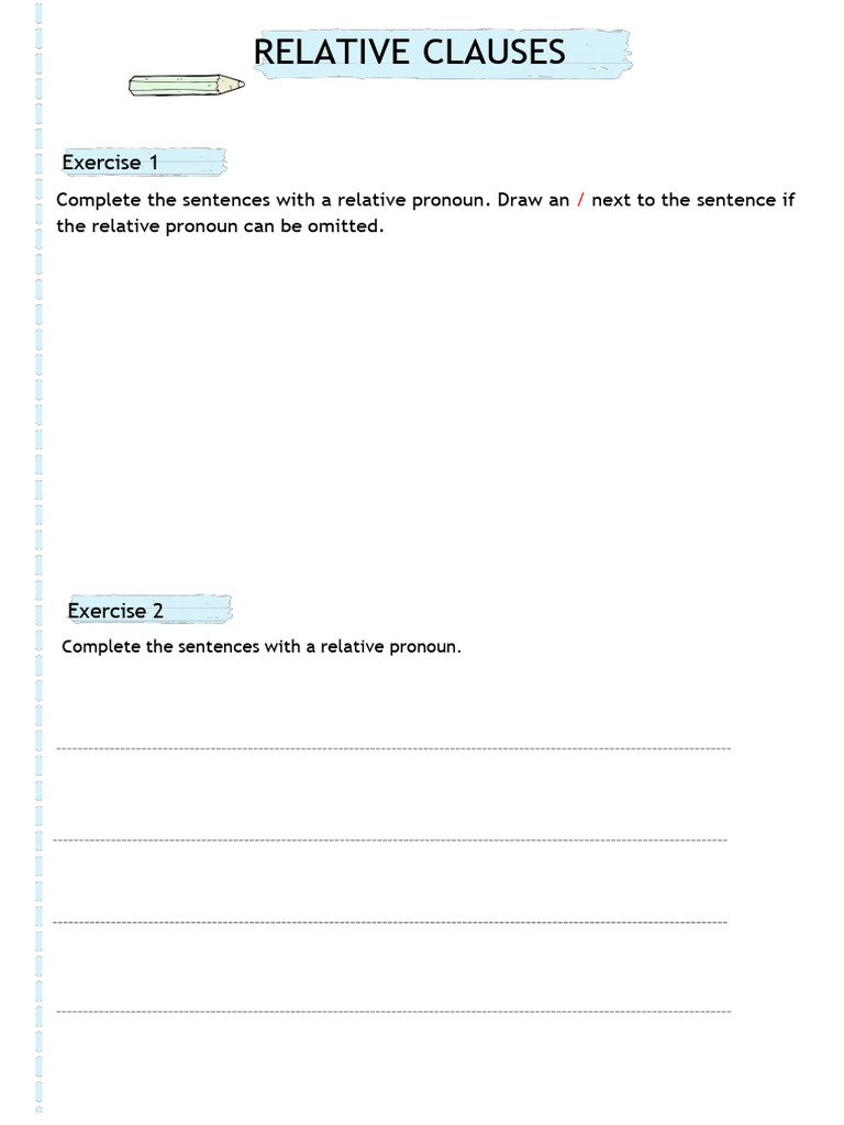 Relative Pronouns and Clauses Exercises | PDF