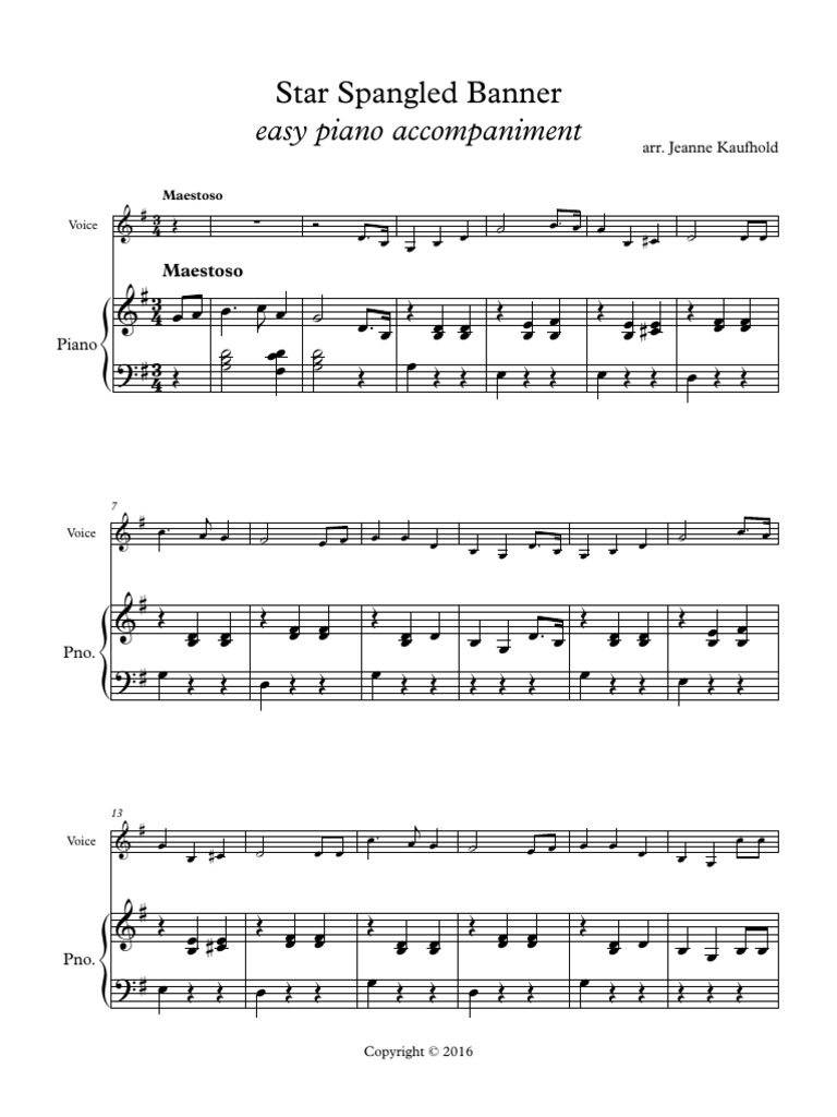 Accompagnement piano facile : Star Spangled Banner | PDF
