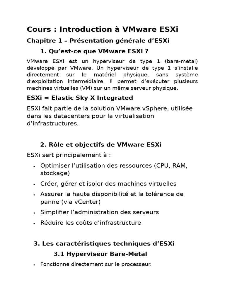 Introduction à VMware ESXi : Hyperviseur et Avantages | PDF | VMware ...