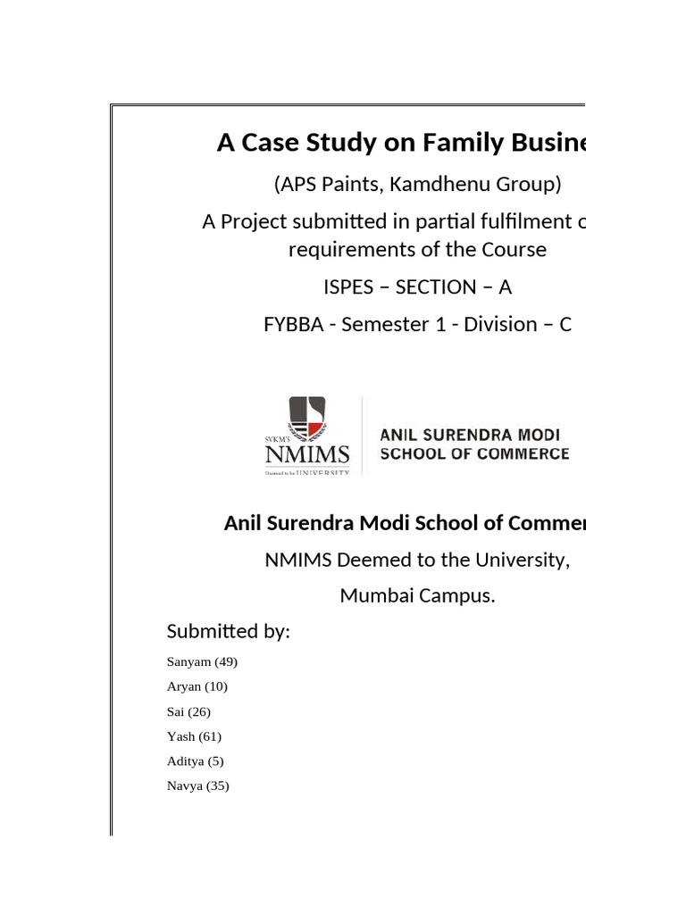 Family Business Case Study: APS & Kamdhenu | PDF | Social Psychology