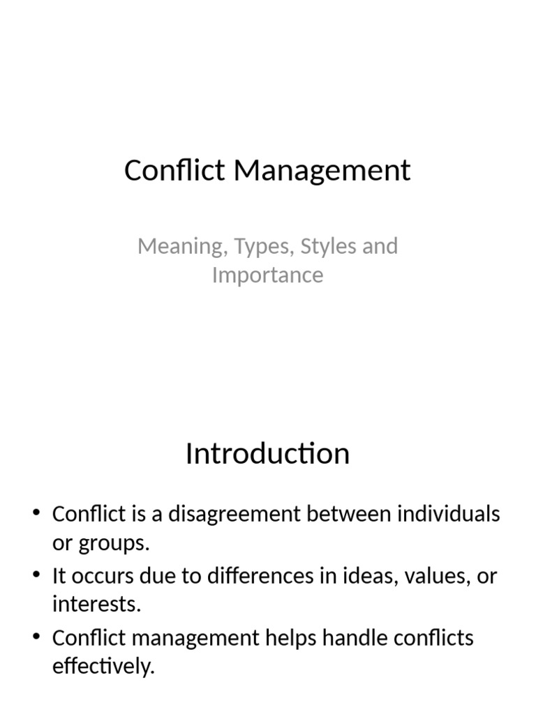Conflict Management: Types and Importance | PDF