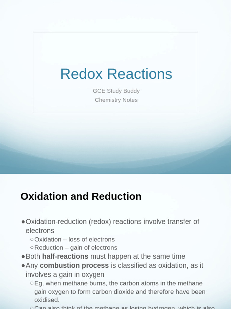 Oxidation and Reduction | PDF | Redox | Chemical Reactions