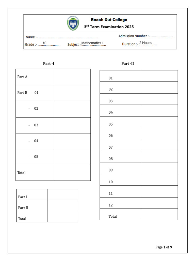 Grade 10 Maths Part I. -2025 | PDF | Circle | Curve