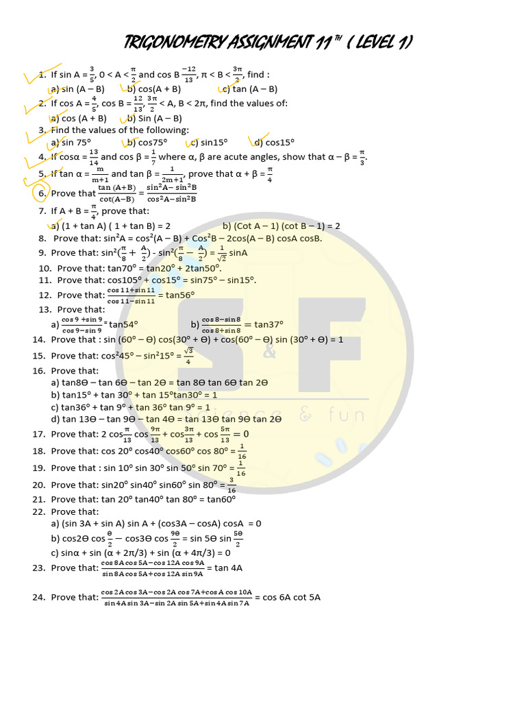 Trigonometric Functions Assignment | PDF | Trigonometry | Euclid