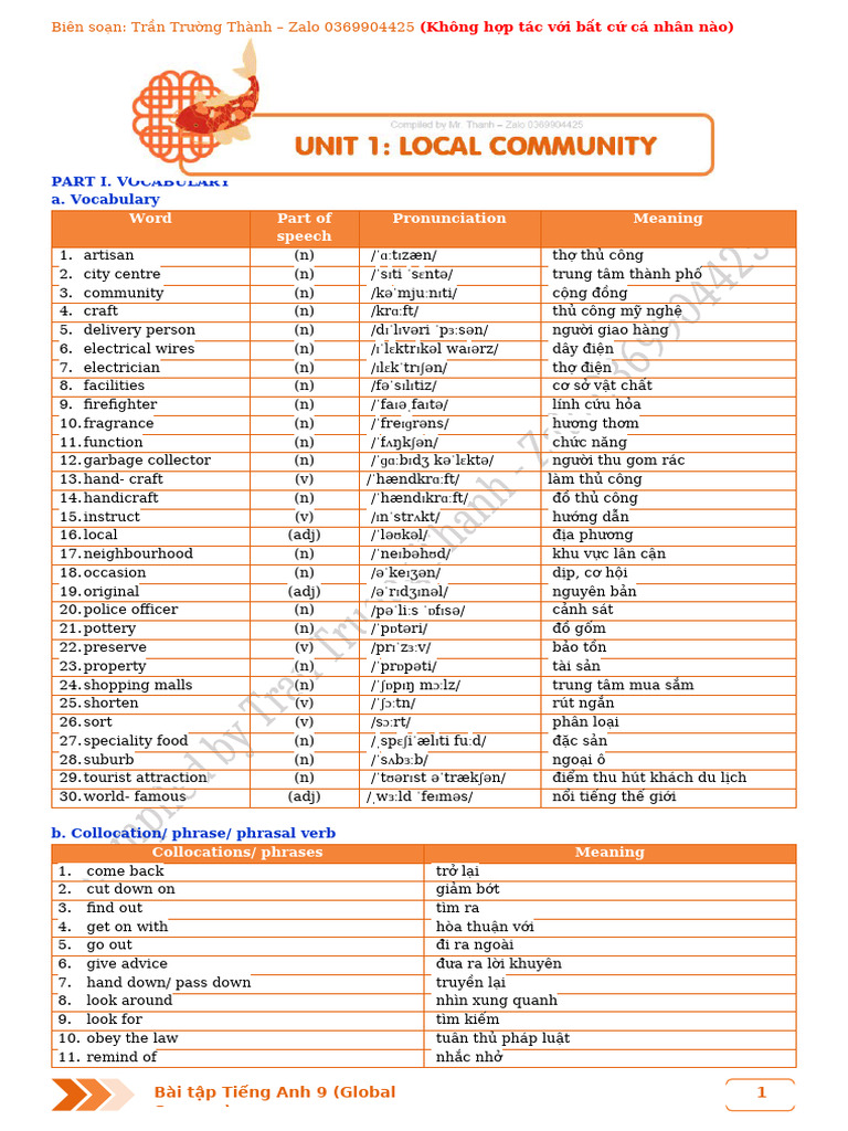 Bài Tập Từng Unit Tiếng Anh 9 Global Form 2026 Mr Trường Thành Có Nghe Unit 1 - k9 Global ...