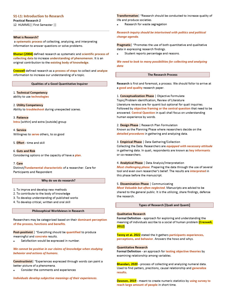 PRACTICAL RESEARCH [SEM 1] | PDF | Quantitative Research | Methodology