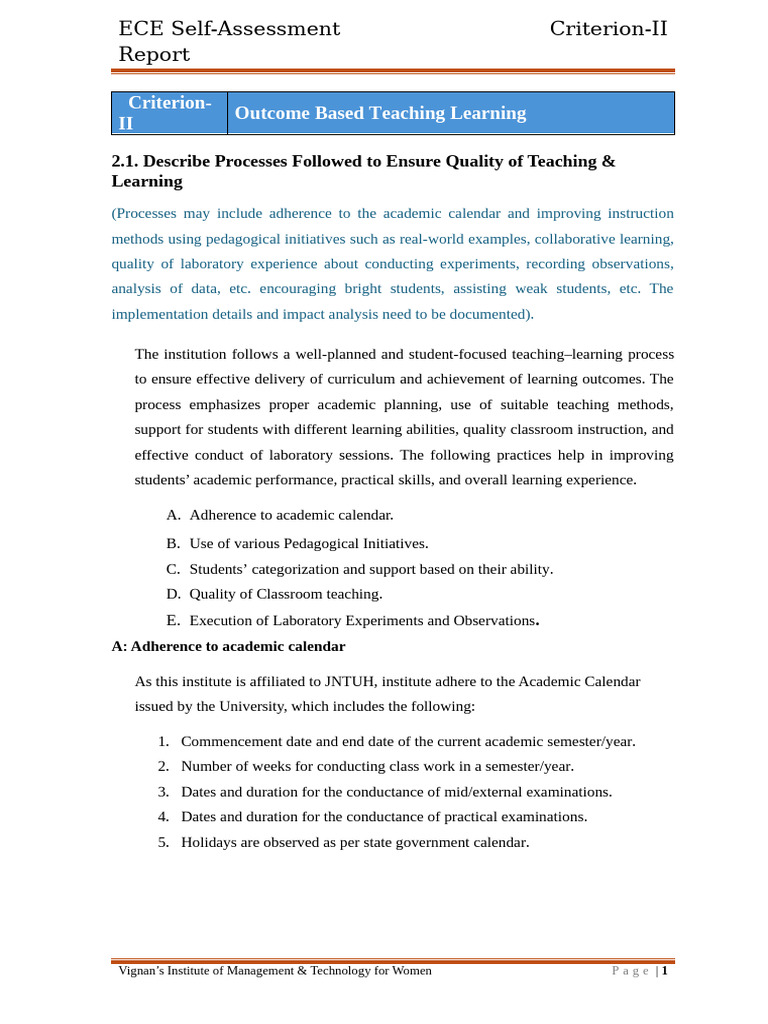 Criteria 2 SAR ECE 16-12-25.Final | PDF | Educational Technology | Learning
