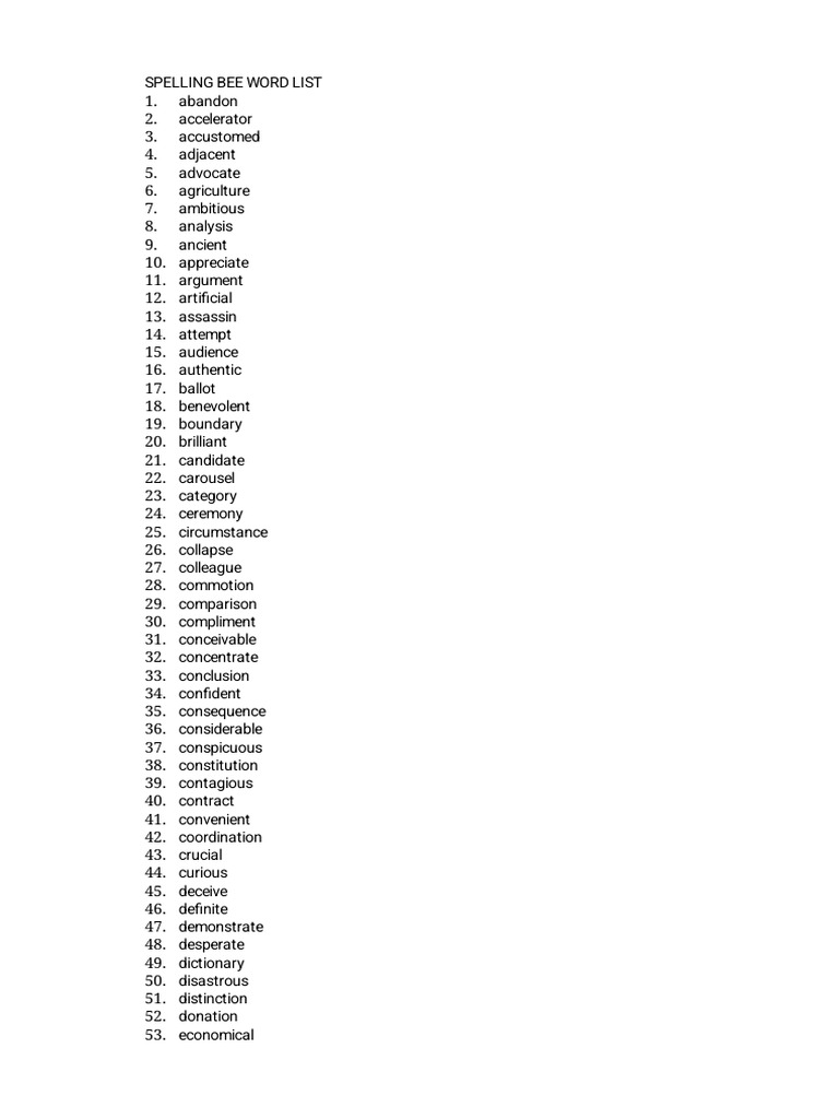 Spelling Bee Word List Grade 3 | PDF