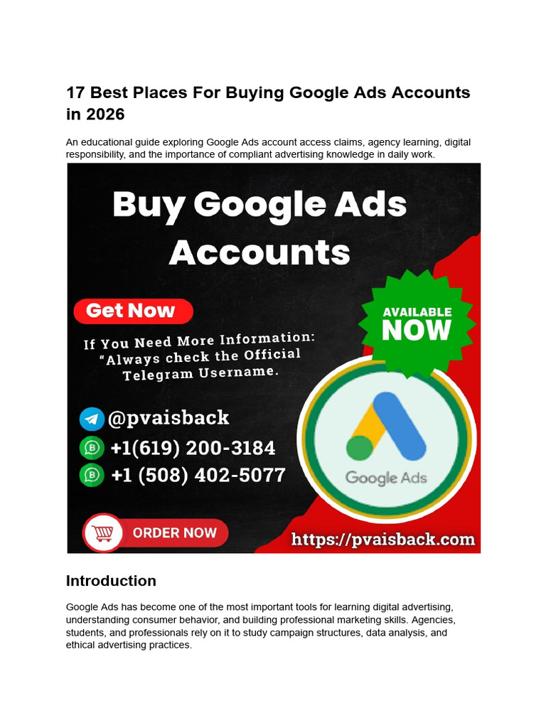 17 Best Places for Buying Google Ads Accounts in 2026 | PDF | Learning ...
