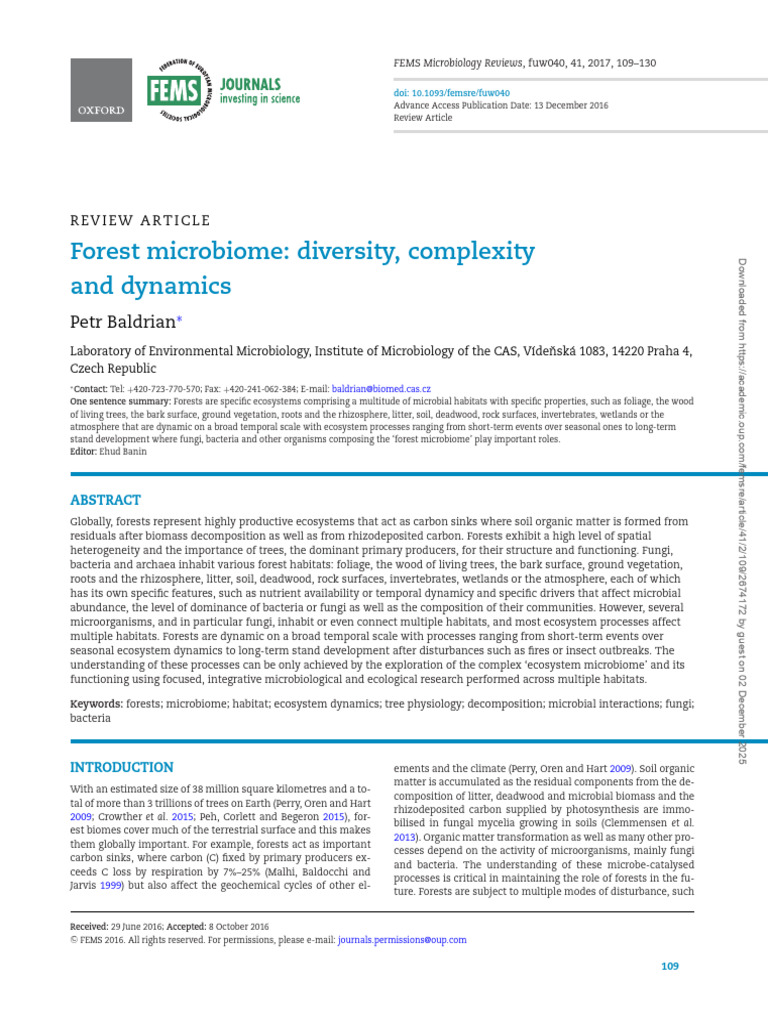 Forest Microbiome: Diversity and Dynamics | PDF | Ecosystem | Habitat