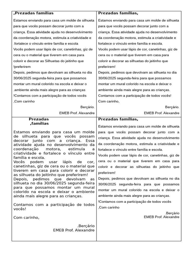 Bilhete Silhueta | PDF