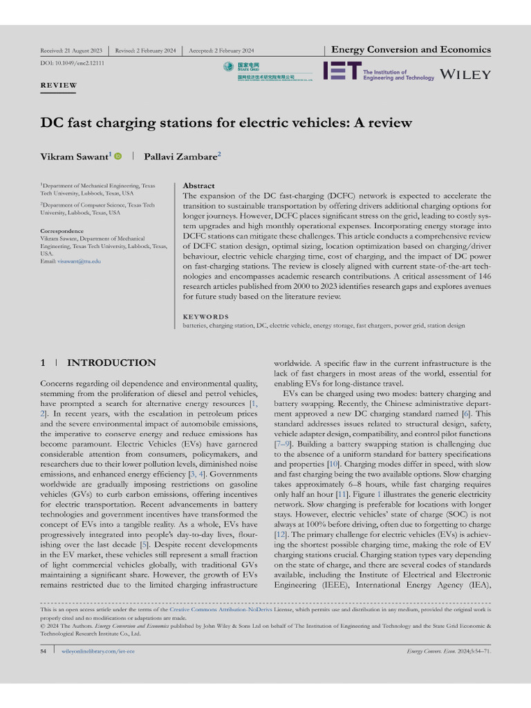 DC Fast Charging Stations for Electric Vehicles_ a Review | PDF ...