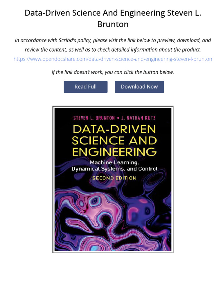 Data-Driven Science and Engineering Steven L. Brunton | PDF | Applied Mathematics