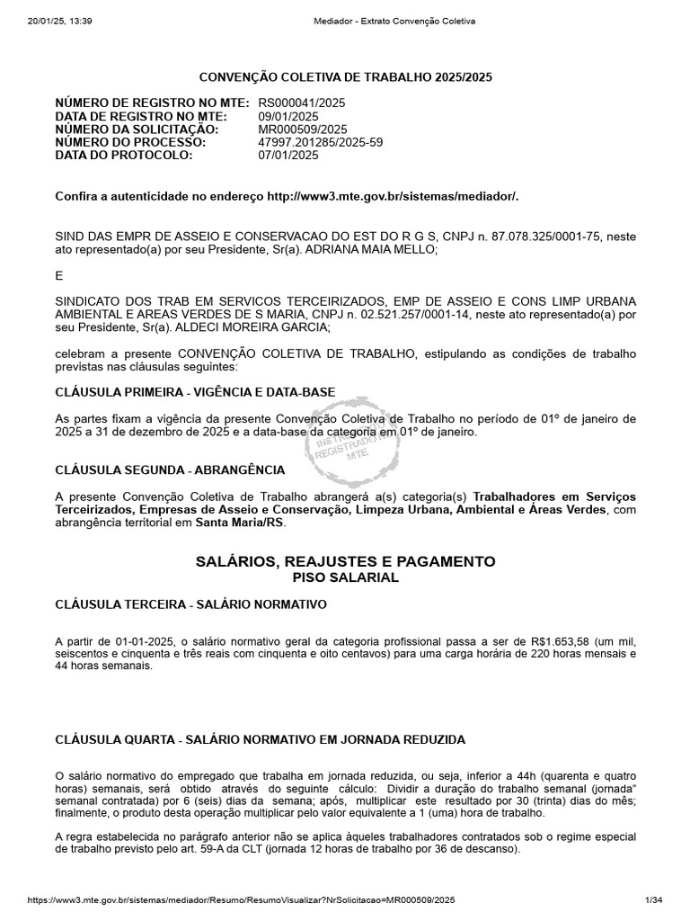 Cct 2025 Santa Maria | PDF | Férias trabalhistas | Acordo coletivo