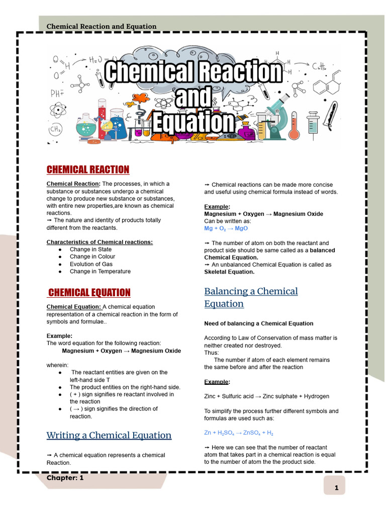 Understanding Chemical Reactions & Equations | PDF | Chemical Reactions ...