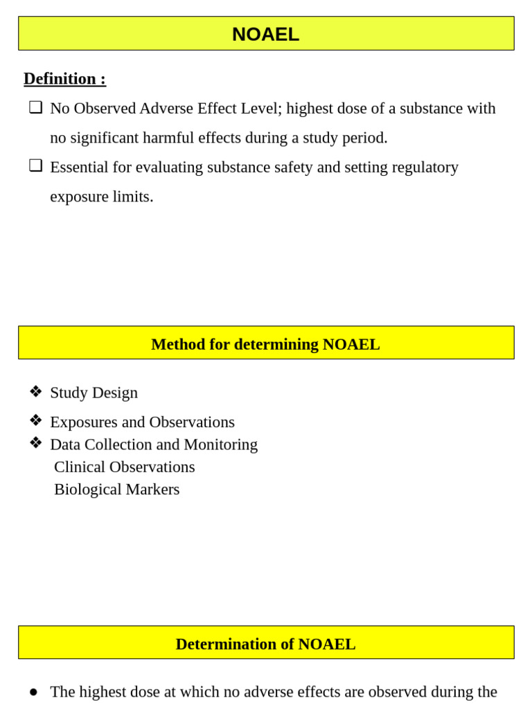 noael ppt | PDF | Adverse Effect | Dose (Biochemistry)
