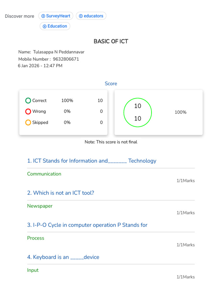 Basics of ICT: Key Concepts Explained | PDF