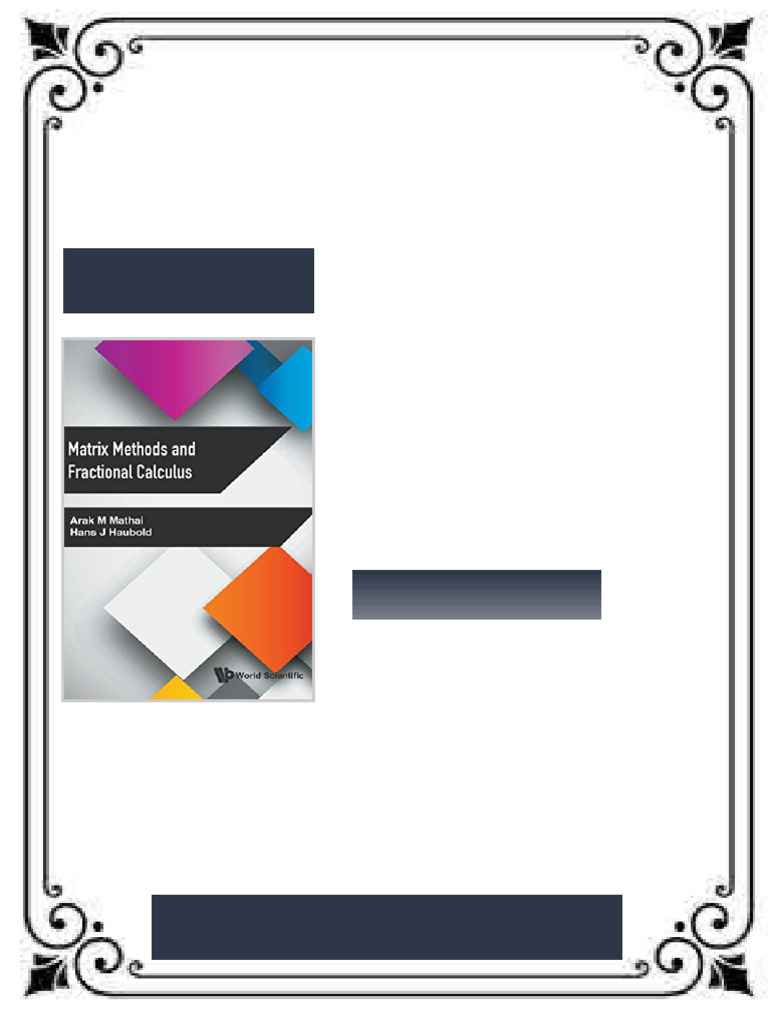 Matrix Methods and Fractional Calculus 1st Edition Arak M Mathai eBook desktop pdf version | PDF ...