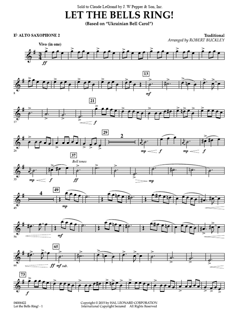 Legato DMC - Let the Bells Ring- Alto Sax 2 | PDF