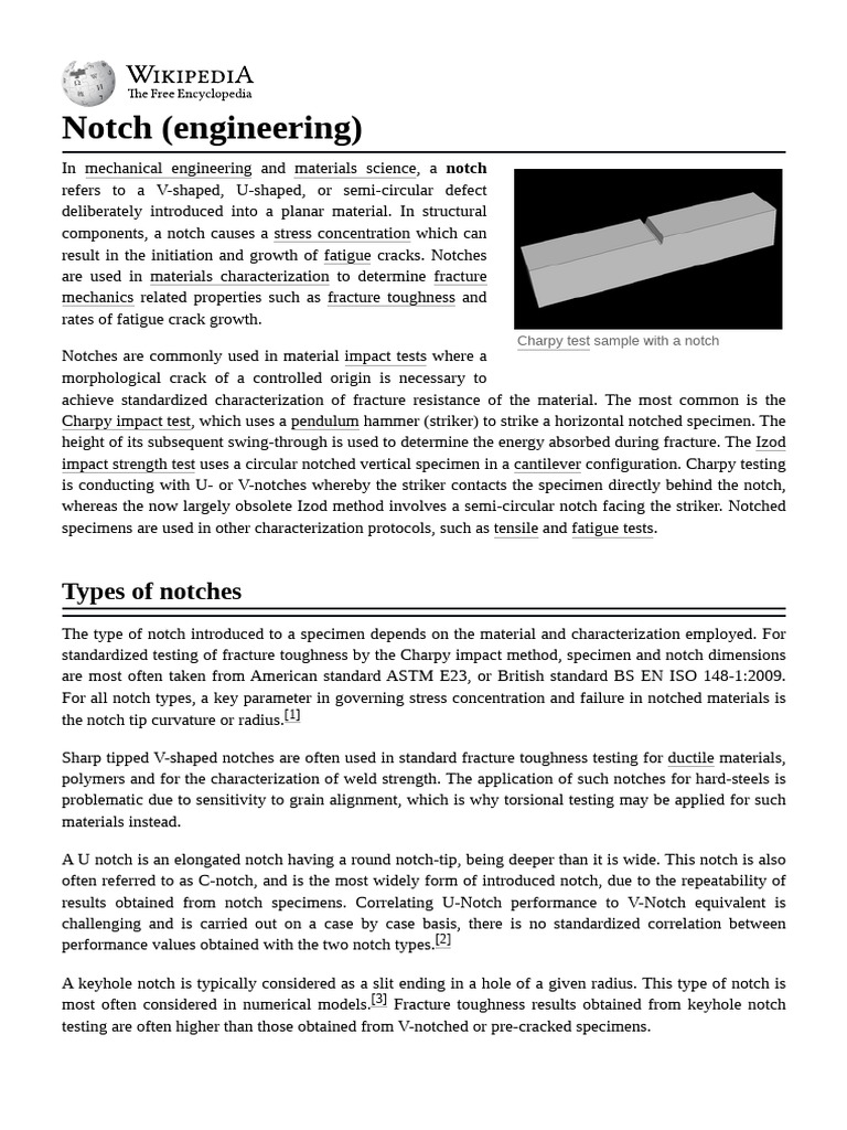 Wikipedia Notch | PDF | Mechanics | Mechanical Engineering