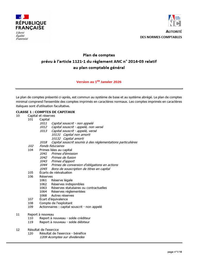Plan de comptes comptables 2026 | PDF | Immobilisations | Obligation ...