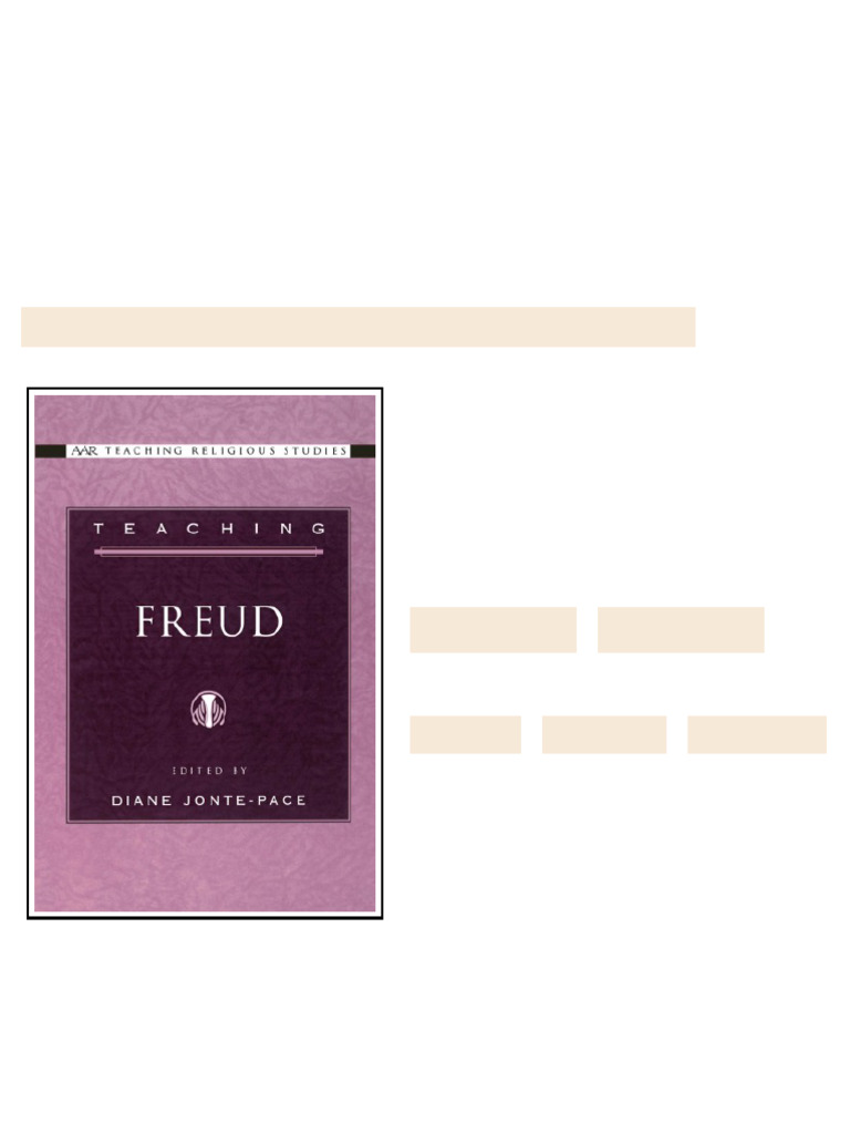 Teaching Freud Aar Teaching Religious Studies First Edition Diane Jonte ...
