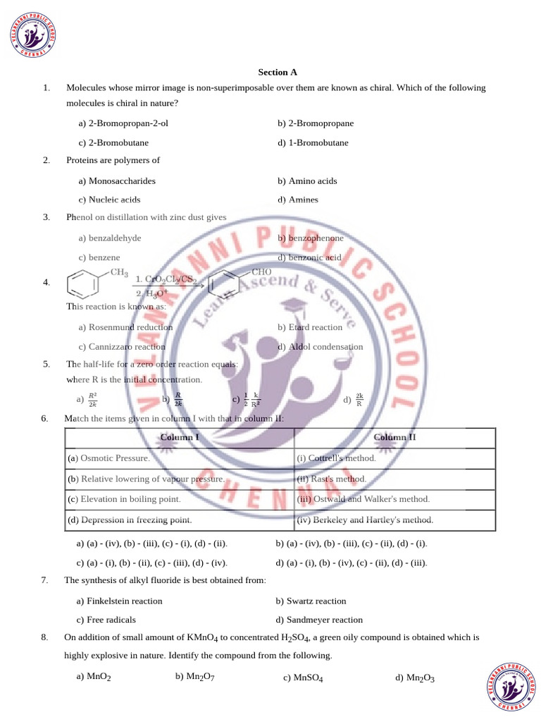 Board Exam Objective Practice - 2 | PDF | Diet & Nutrition | Chemistry