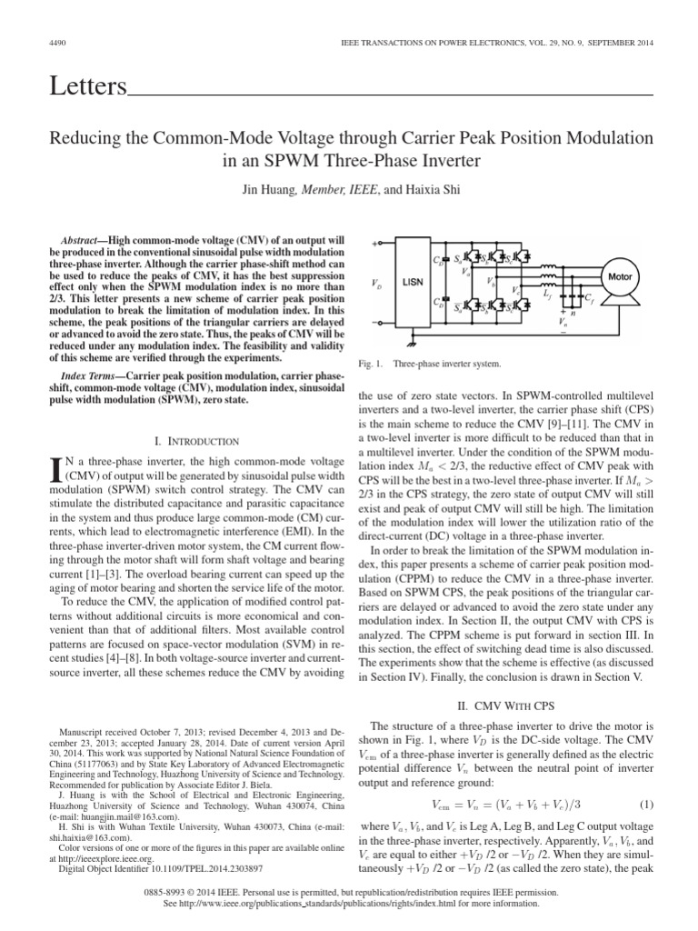 Reducing the Common-Mode Voltage Through Carrier Peak Position ...