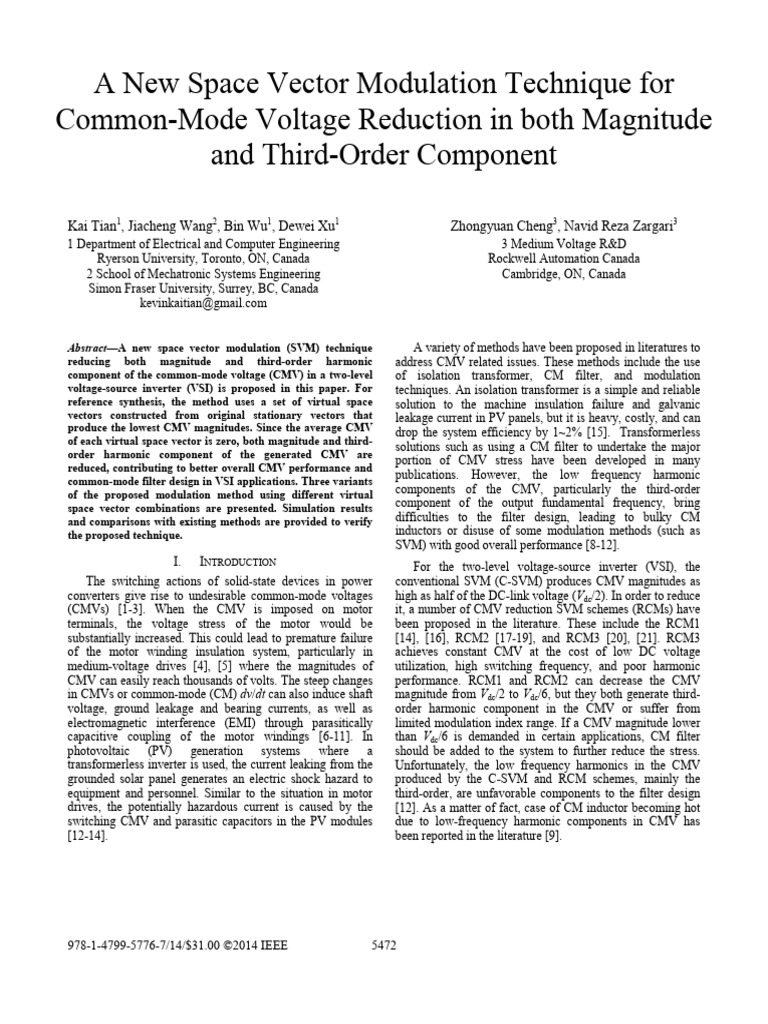 2014 Tian a New Space Vector Modulation Technique for Common-mode ...