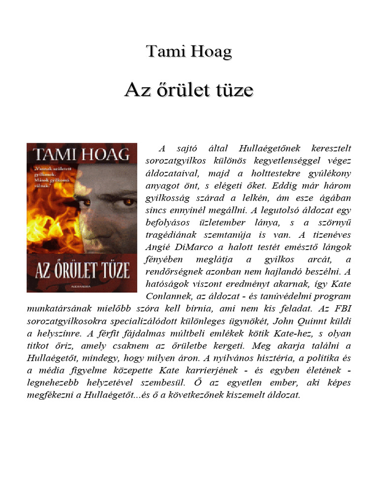 Tami Hoag - Kovac És Liska 1. - Az Őrület Tüze | PDF