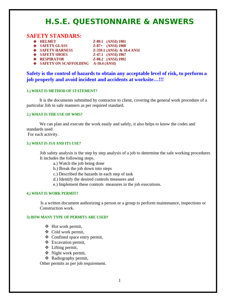 Safety Questions and Answers | PDF | Combustion | Fires