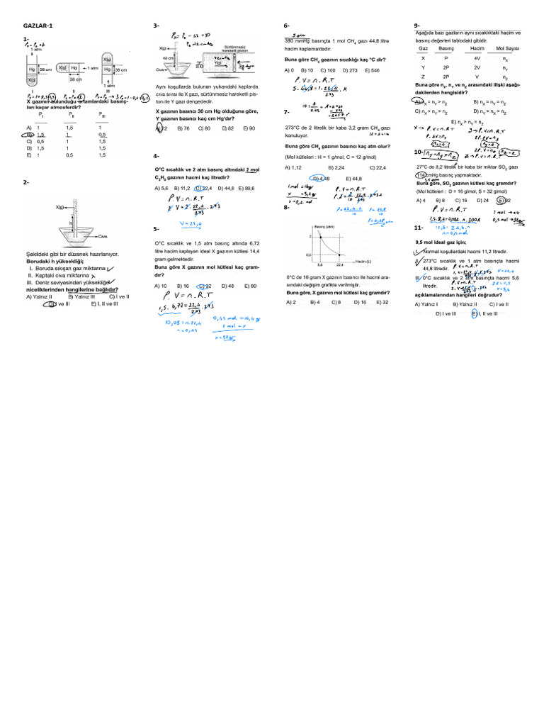 Gas Laws Calculations and Examples | PDF