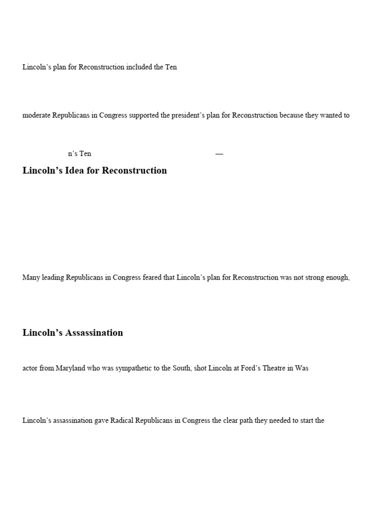 the_reconstruction_plans | PDF | Reconstruction Era | Abraham Lincoln