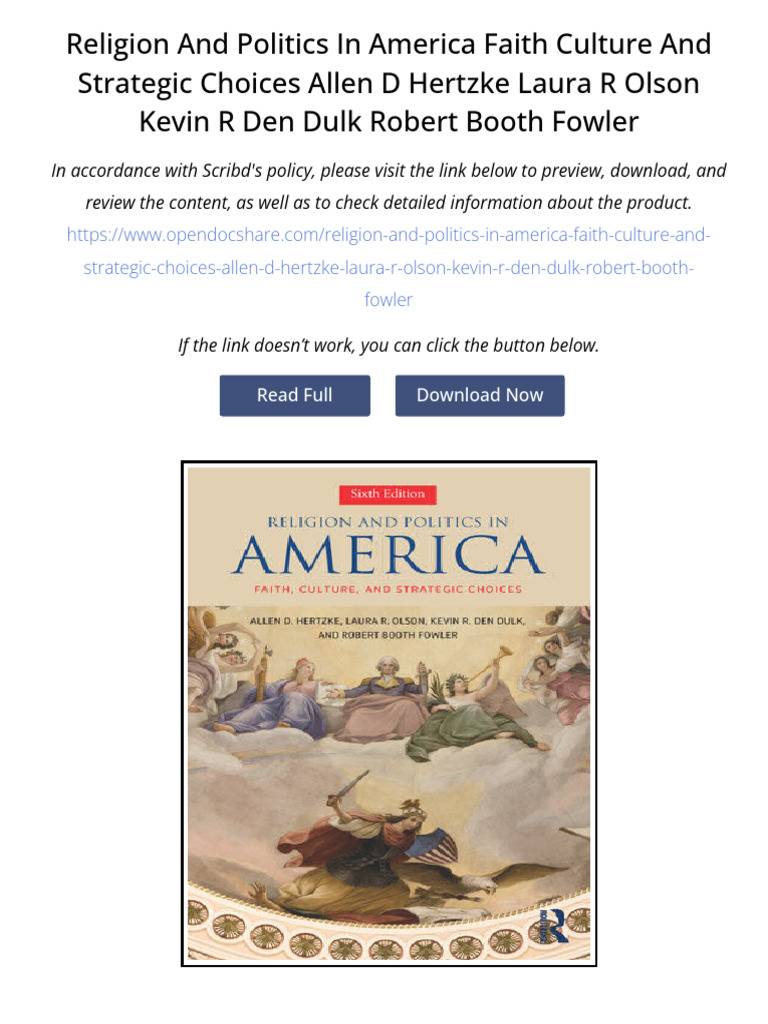 Religion and Politics in America Faith Culture and Strategic Choices ...