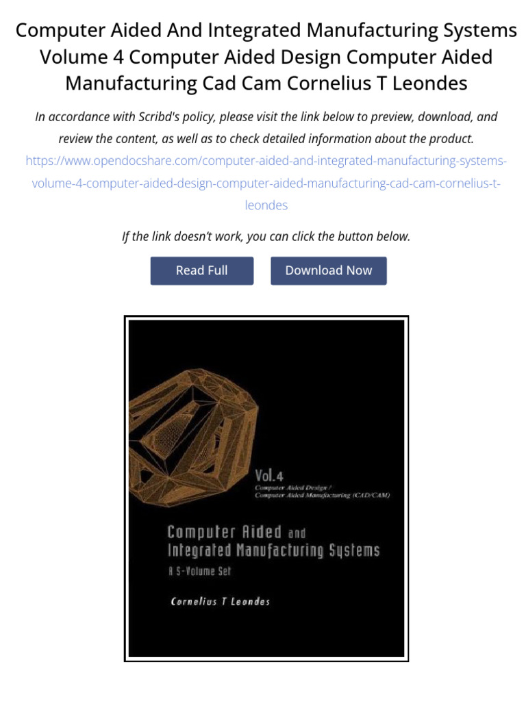 Computer Aided And Integrated Manufacturing Systems Volume 4 Computer ...