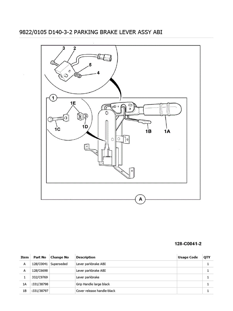 9822_0105 D140-3-2 PARKING BRAKE LEVER ASSY ABI | PDF