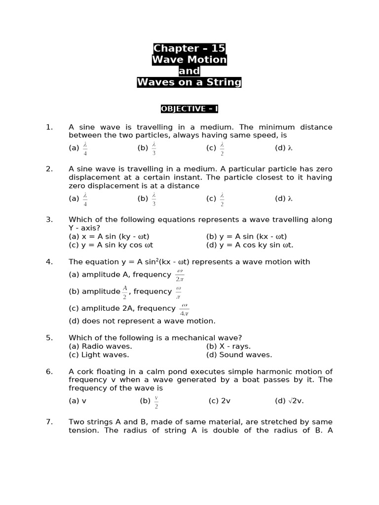 Wave Motion and String Waves Quiz | PDF | Waves | Normal Mode